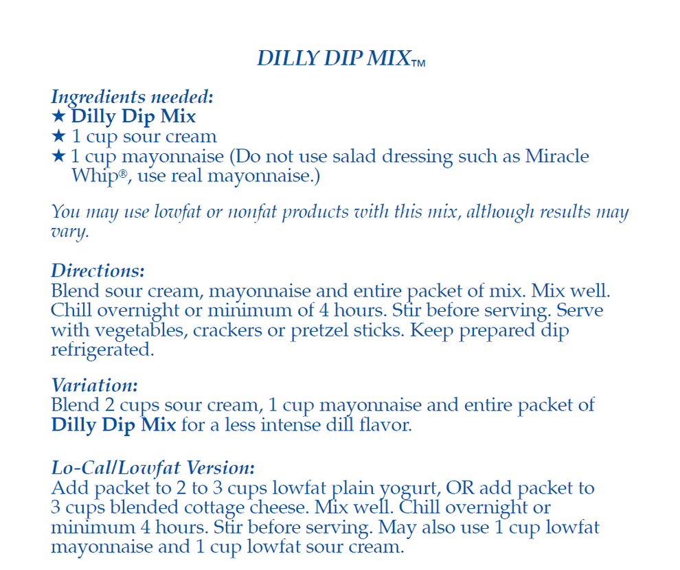 Dilly Dip Mix – Country Home Creations
