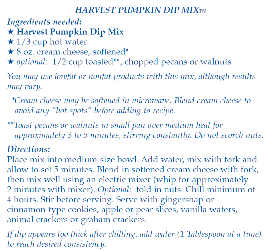 Harvest Pumpkin Dip Mix – Country Home Creations